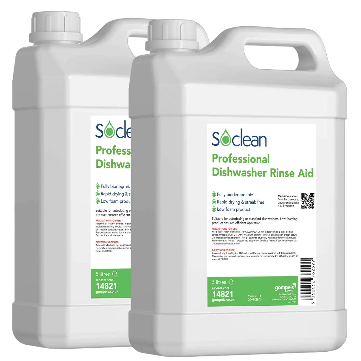 Soclean Professional Dishwasher Rinse Aid 5 Litre 2 Pack – Care-Supplies