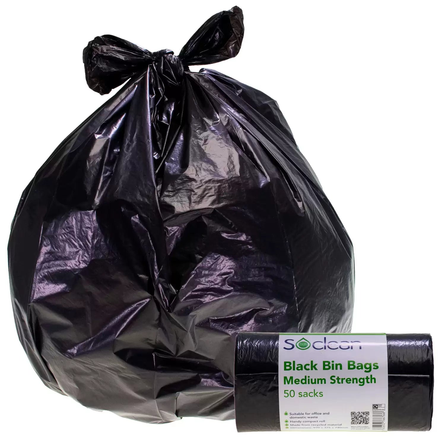 Soclean Black Bin Bags On A Roll Medium Strength 50 Pack – Care-Supplies