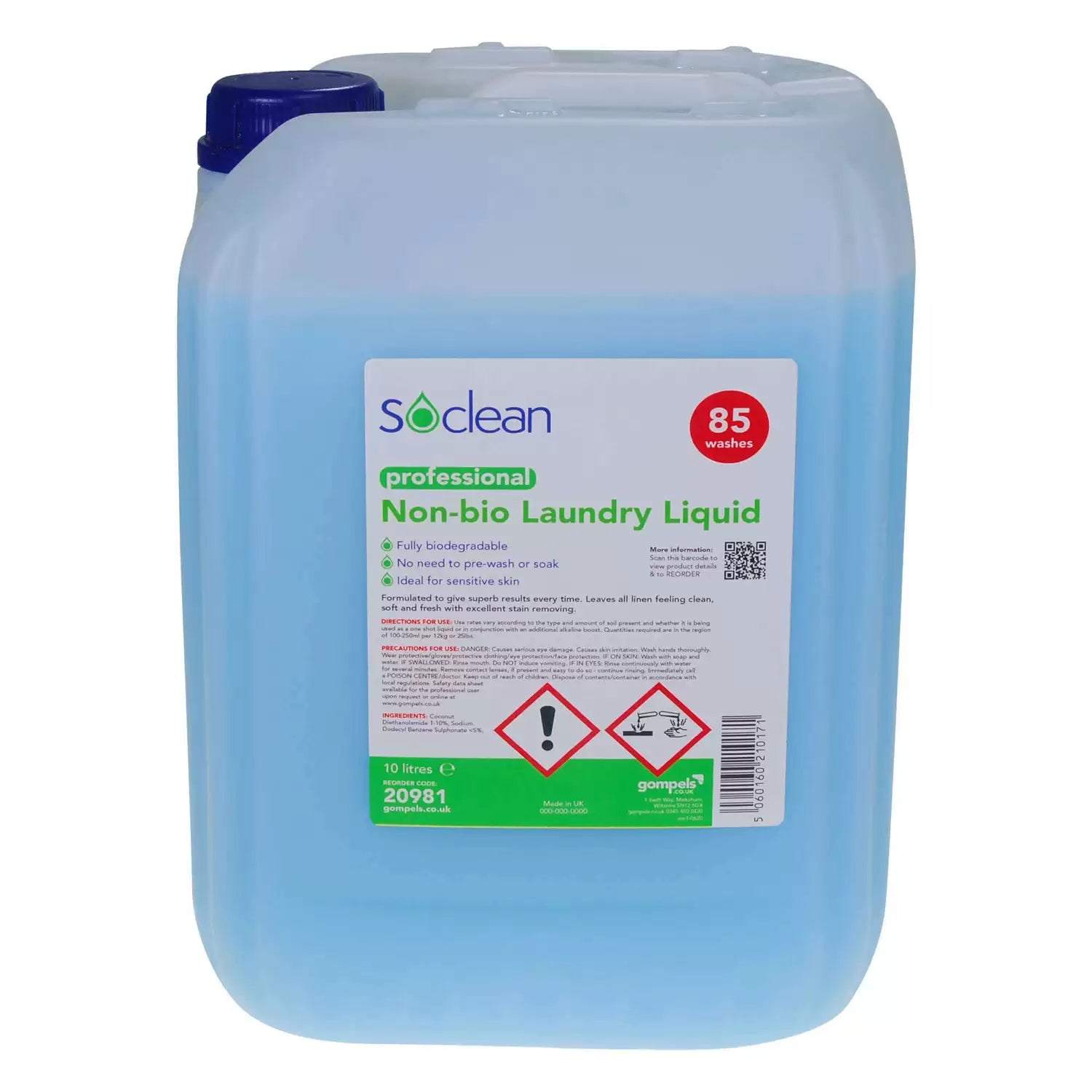 Soclean Non Bio Laundry Liquid 10 Litre – Care-Supplies