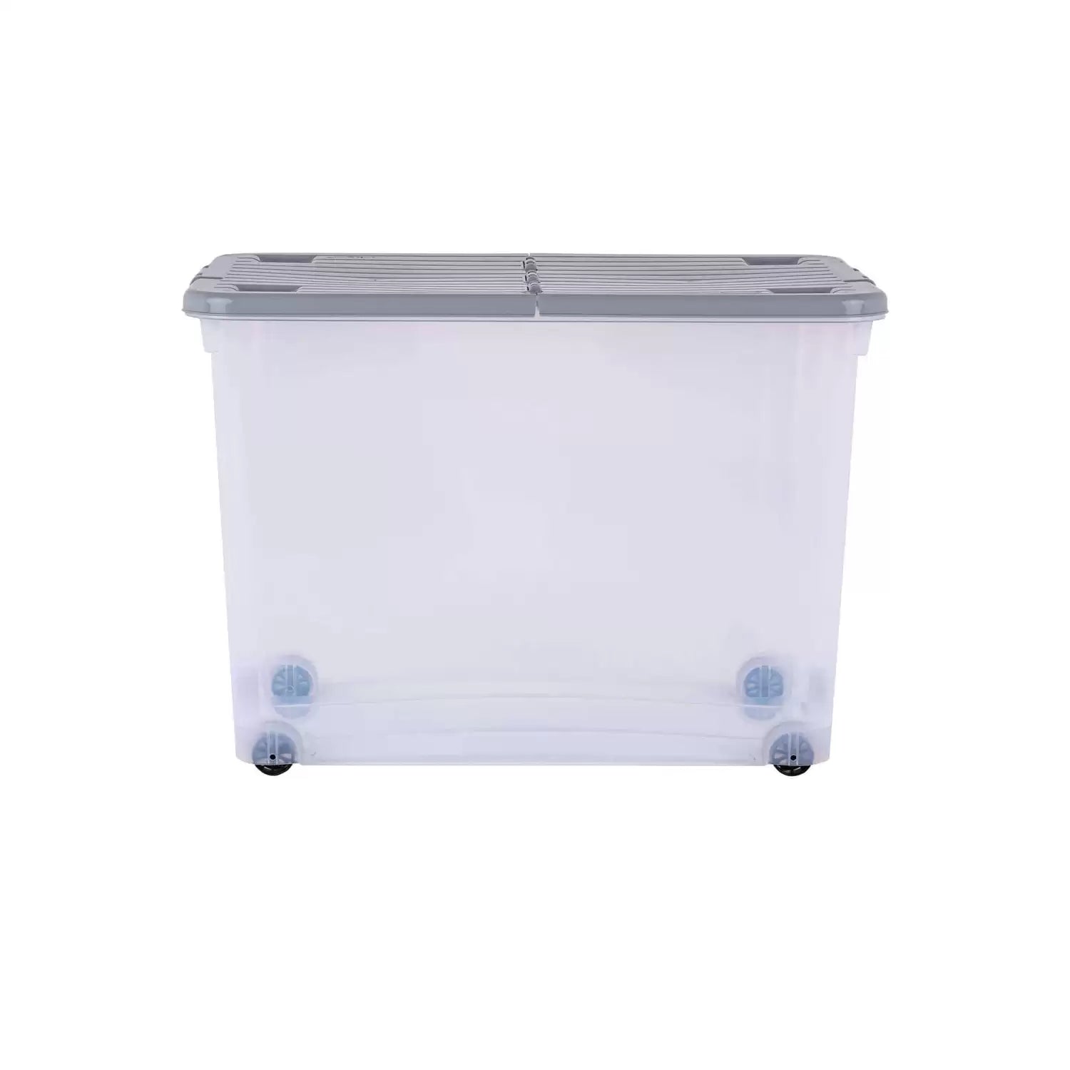 Wham Storage Box With Wheels and Folding Lid 80l Clear/Grey 3 Pack ...