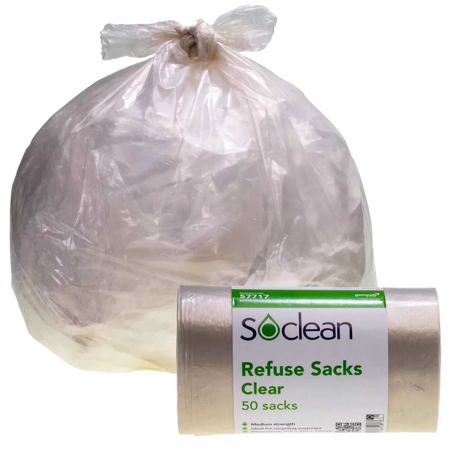 Soclean Clear Refuse Sacks On A Roll 50 Pack – Care-Supplies