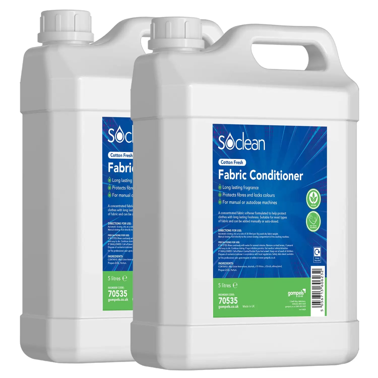 Soclean Fabric Conditioner Cotton Fresh 5 Litre 2 Pack – Care-Supplies
